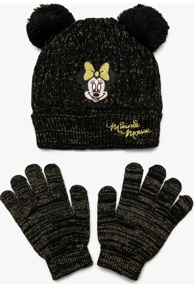 Koton Kız Çocuk Minnie Mouse İşlemeli Bere Eldiven Seti Koton Kız Çocuk Minnie Mouse İşlemeli Bere Eldiven Seti