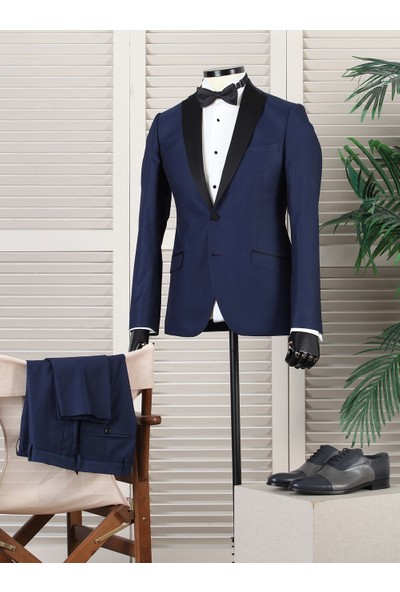 KİP Pilesiz Mono Yaka Smokin Takım Elbise