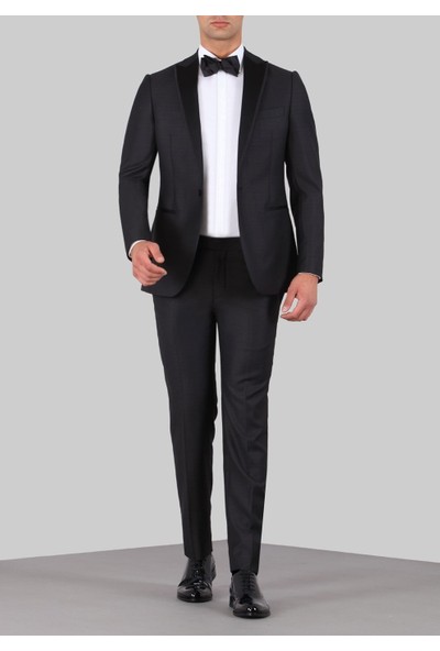 Ramsey Pilesiz Kruvaze Yaka Smokin Takım Elbise