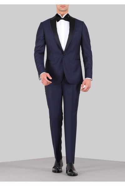 Ramsey Pilesiz Kruvaze Yaka Smokin Takım Elbise