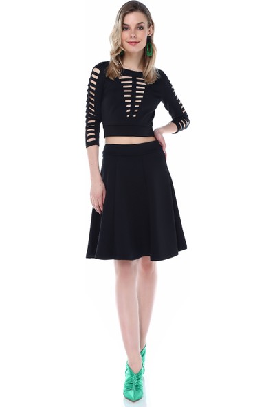 Sense 13994Uz Scuba Volanlı Diz Üstü Etek