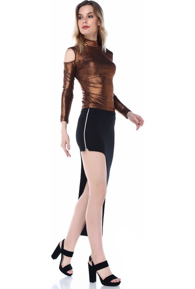 Sense 31578 Ön Fermuarlı Uzun Dalgıç Etek