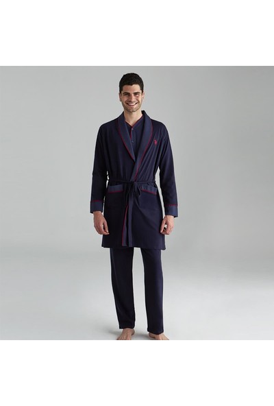 U.S. Polo Assn. Erkek Damat Çeyiz Pijama Takımı Robdöşambır Lacivert 12001