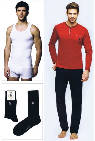 U.S. Polo Assn. Erkek Damat Çeyiz Pijama Çamaşır Takım 4Lü Bordo 17394 U.S. Polo Assn. Erkek Damat Çeyiz Pijama Çamaşır Takım 4Lü Bordo 17394