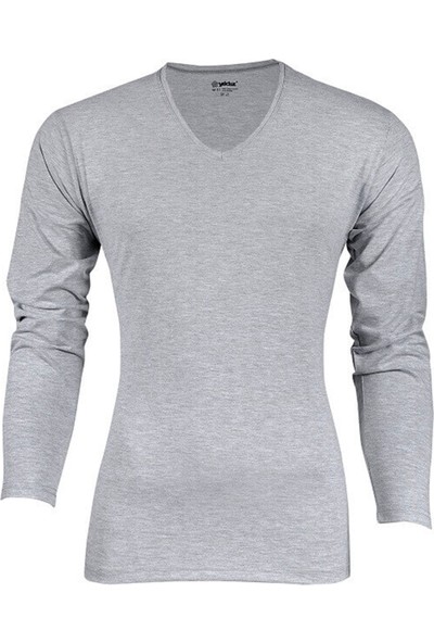 Yıldız 350 Likralı V Yaka Uzun Kollu Erkek Body T-Shirt