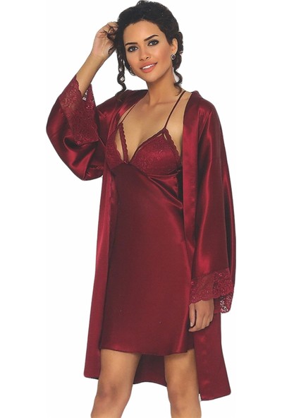 Pierre Cardin Saten Gecelik Sabahlık Takım 4250 Lacivert Pierre Cardin Saten Gecelik Sabahlık Takım 4250 Lacivert