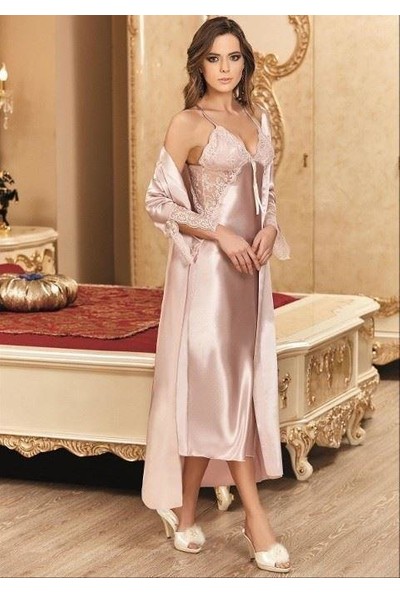 Nurteks Uzun Gecelik Sabahlık Set 5192