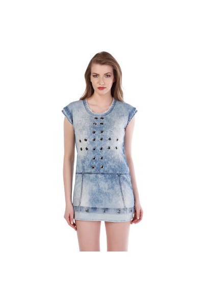 Cipo&Baxx WY108 Delikli Metal Detaylı Kot Mini Elbise Cipo&Baxx WY108 Delikli Metal Detaylı Kot Mini Elbise