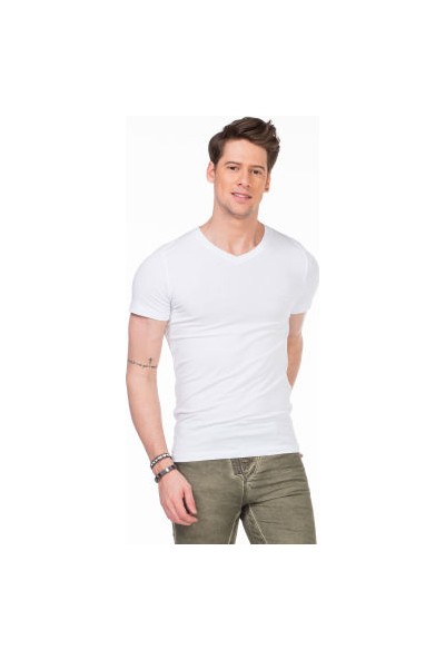 Cipo&Baxx CU106 V Yaka Basic Dar Slim Beyaz Erkek Tişört Atlet Cipo&Baxx CU106 V Yaka Basic Dar Slim Beyaz Erkek Tişört Atlet