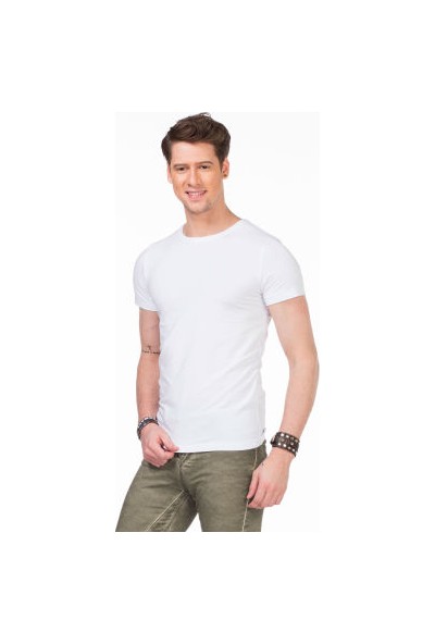 Cipo&Baxx CU105 Bisiklet Yaka Basic Dar Beyaz Erkek Tişört Atlet Cipo&Baxx CU105 Bisiklet Yaka Basic Dar Beyaz Erkek Tişört Atlet