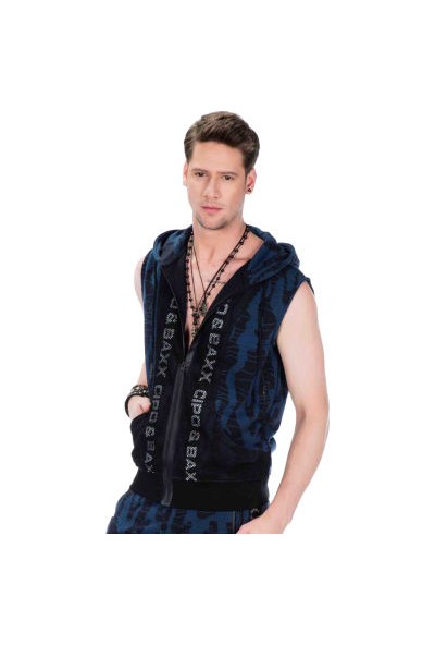 Cipo&Baxx CL297 İndigo Mavi Sıfır Kol Kapşonlu Sweat Yelek Cipo&Baxx CL297 İndigo Mavi Sıfır Kol Kapşonlu Sweat Yelek
