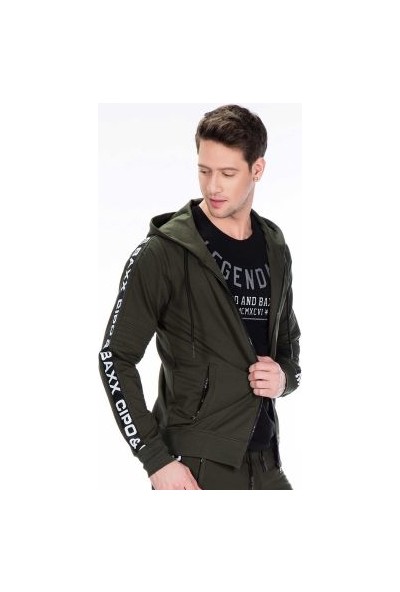 Cipo&Baxx CL292 Yeşil Kapşonlu Spor İçin Rahat Erkek Sweatshirt