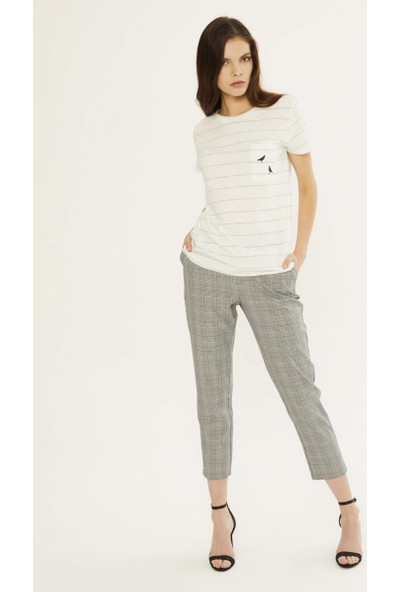 Xint Kadın Rahat Kesim Ekoseli Kısa Paça Pantolon