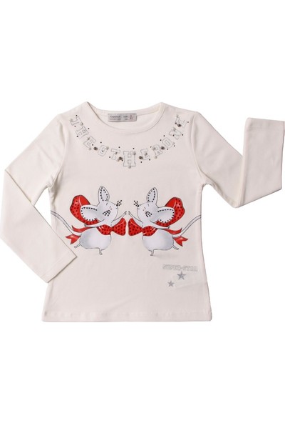 Toontoy Kız Çocuk Tshirt Yaka Inci Taş