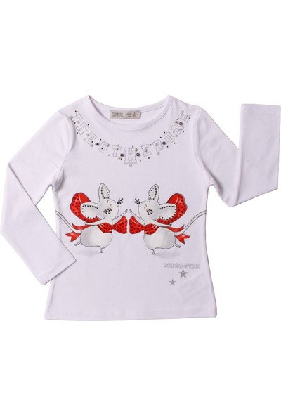Toontoy Kız Çocuk Tshirt Yaka Inci Taş