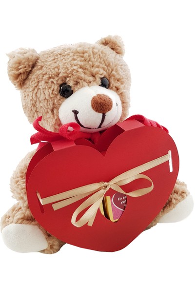 Chavin Kalp Çikolatalı Yumuşak Peluş Ayıcık Yap89 Chavin Kalp Çikolatalı Yumuşak Peluş Ayıcık Yap89