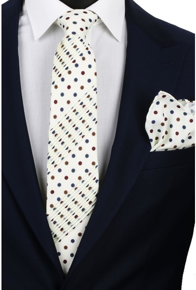 La Pescara Krem Motif Desen Piliseli Kravat CRK16