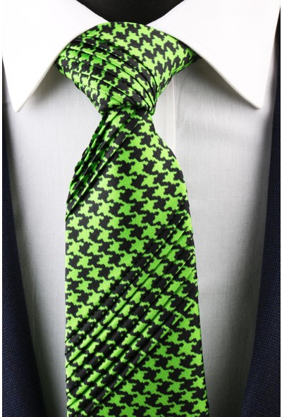 La Pescara Yeşil Motif Desen Piliseli İpek Kravat EST24