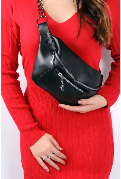 WMilano Siyah Kadın Bel Çantası