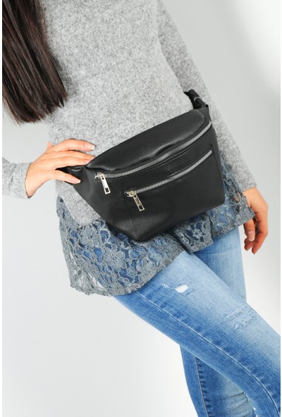 WMilano Kadın Siyah Bel Çantası