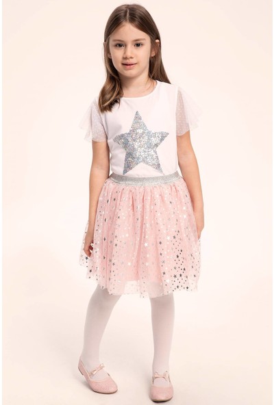 DeFacto Kız Çocuk Yıldız Desenli Tül Etek K4341A619SP