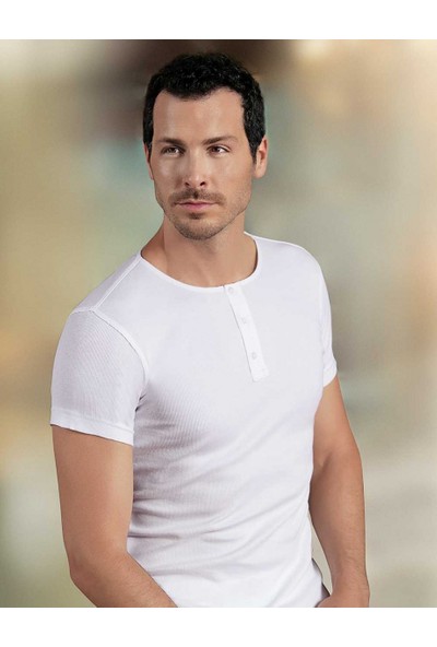 Şahinler Erkek Beyaz Kısa Kollu Bisiklet Yaka Kaşkorse Atlet ME088