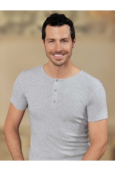 Şahinler Erkek Gri Kısa Kollu Bisiklet Yaka Kaşkorse Atlet ME089