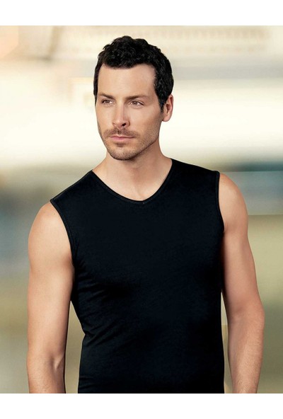 Şahinler Sıfır Kollu V Yakalı Likralı Atlet Siyah ME079 Şahinler Sıfır Kollu V Yakalı Likralı Atlet Siyah ME079