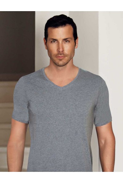 Şahinler Erkek Modal V Yaka Atlet Gri ME134