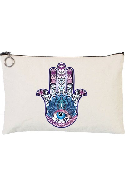 Art T-Shirt Hamsa Hand Astarlı Bez Tablet Ve Makyaj Çantası