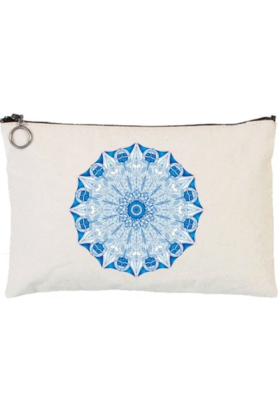 Art T-Shirt Mandala Astarlı Bez Tablet Ve Makyaj Çantası