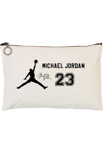 Art T-Shirt Mj23 Jordan Astarlı Bez Tablet Ve Makyaj Çantası