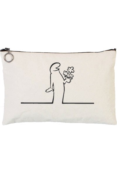 Art T-Shirt Bay Meraklı Astarlı Bez Tablet Ve Makyaj Çantası