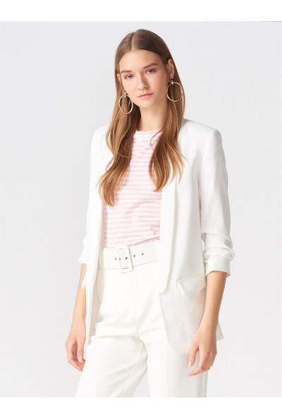 Dilvin 6702 Kol Büzgülü Boyfriend Ceket-Ekru Dilvin 6702 Kol Büzgülü Boyfriend Ceket-Ekru