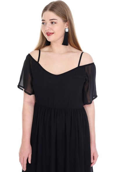 Angelino Butik Büyük Beden Abiye Elbise Pnr5602 Siyah