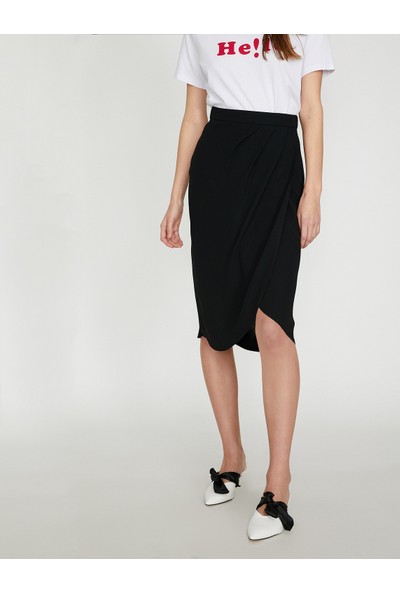 Koton Yırtmaçlı Siyah Etek