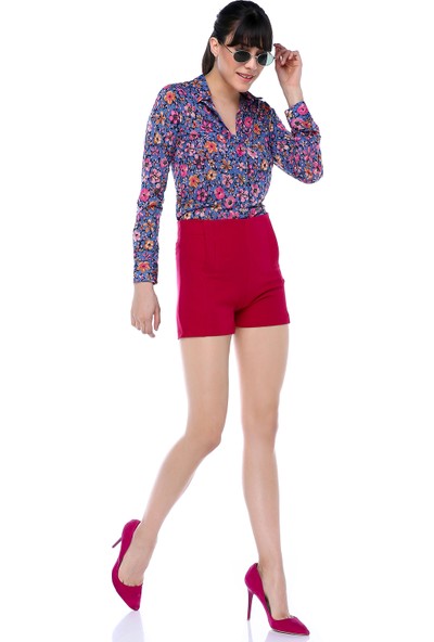 Sense 14056 Süs Cepli Atlas Krep Şort