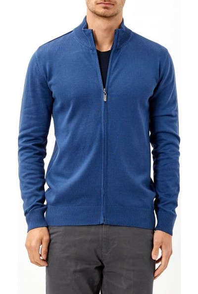 Adze İndigo Erkek Basic Triko Hırka Adze İndigo Erkek Basic Triko Hırka