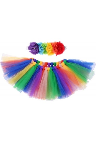 Bba New Trend Gökkuşaği Tütü Astarsiz Tütü Lastikli Tütü Etek