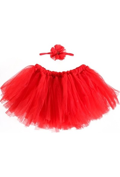 Bba New Trend Kırmızı Lastikli Tütü Etek Astarsiz Tütü Etek