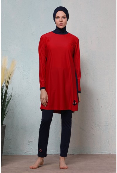 Haşema Kadın Kırmızı Çapa Detaylı Tam Tesettür Mayo N-8006KARMEN Haşema Kadın Kırmızı Çapa Detaylı Tam Tesettür Mayo N-8006KARMEN