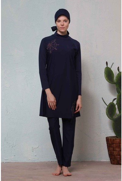 Haşema Kadın Lacivert Çapa Detaylı Likralı Tesettür Mayo H-2545ADA Haşema Kadın Lacivert Çapa Detaylı Likralı Tesettür Mayo H-2545ADA