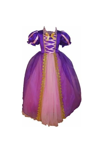 Bebebebek Rapunzel Kostüm Taçlı Rapunzel Kostümü