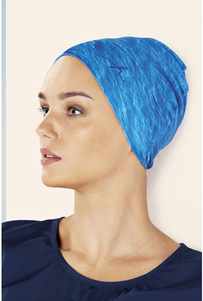 Haşema Kadın Su Desenli Mavi Deniz Bonesi B-1016BONEM Haşema Kadın Su Desenli Mavi Deniz Bonesi B-1016BONEM