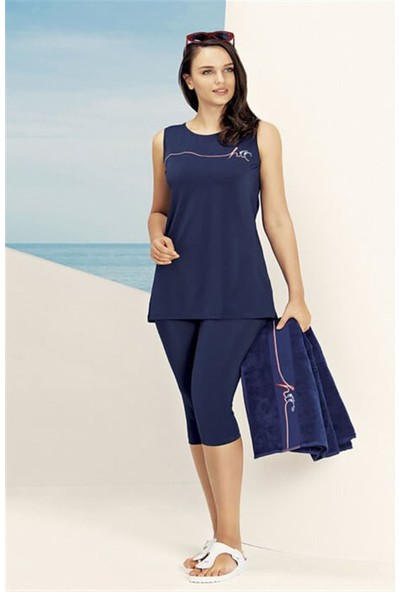 Haşema Kadın Lacivert Askılı Havuz Mayo H-2126MİLAS Haşema Kadın Lacivert Askılı Havuz Mayo H-2126MİLAS