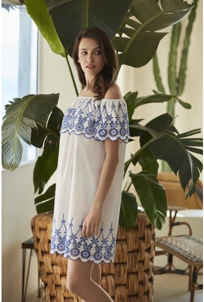 Penye Mood 8544 Kadın Elbise Beyaz