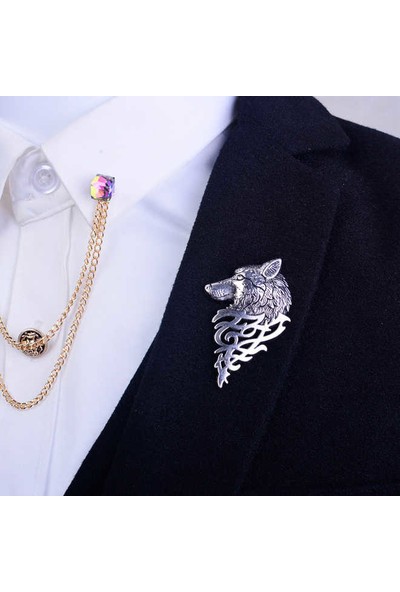 Tezgah İstanbul Kurt Yaka Iğnesi Silver Tezgah İstanbul Kurt Yaka Iğnesi Silver