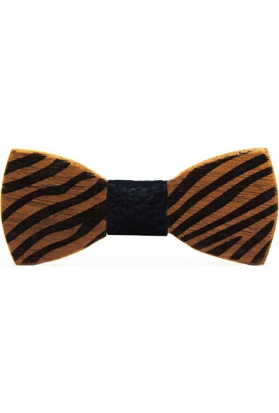 Tezgah İstanbul Zebra Desenli Ahşap Papyon