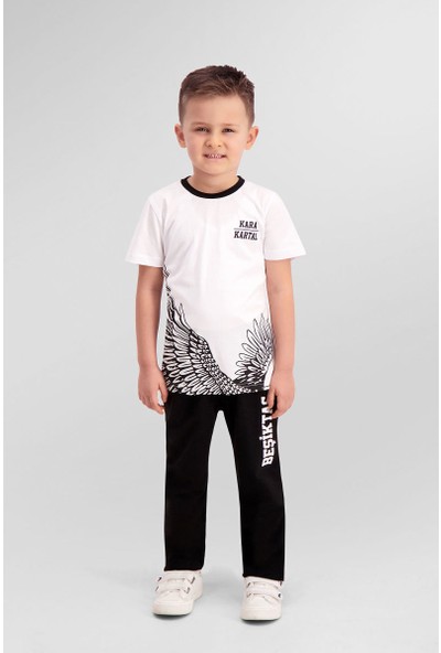 Beşiktaş Lisanslı Beyaz Erkek Çocuk Pijama Takımı