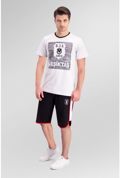 Beşiktaş Lisanslı Açık Gri Erkek Bermuda Takım